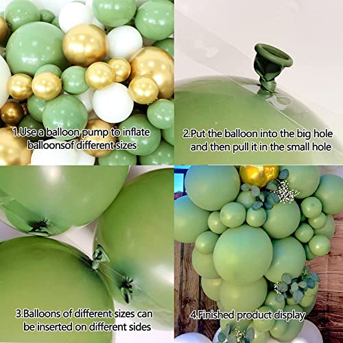 Sage Green Balloons Garland Kit Arch Olive Pearl And Metallic Gold Nude Neutral For Birthday Party Baby Shower Decoration 146pcs