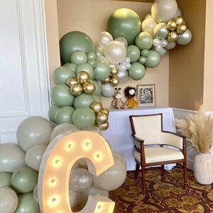 Sage Green Balloons Garland Kit Arch Olive Pearl And Metallic Gold Nude Neutral For Birthday Party Baby Shower Decoration 146pcs