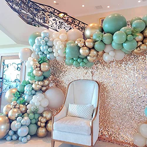 Sage Green Balloons Garland Kit Arch Olive Pearl And Metallic Gold Nude Neutral For Birthday Party Baby Shower Decoration 146pcs