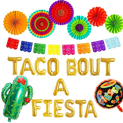 JeVenis Set of 10 Taco Bout a Fiesta Balloons Taco Bout a Party Decoration Fiesta Banner Cactus Baby Shower Decor Fiesta Baby Shower Decorations