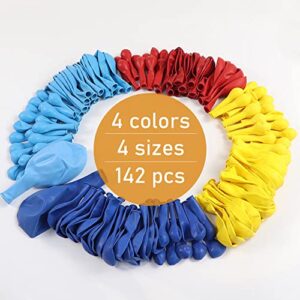 DIY 142pcs Balloon Garland Kit Blue Red Yellow Balloon Arch for Birthday Party, Baby Shower,Bridal Shower, Gender Reveal Party