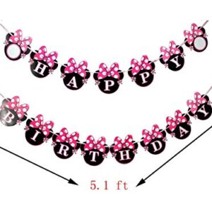 NEWTGAN Minnie Happy Birthday Banner, Mini Mouse Style Party Decorations, Party Supplies, Baby Shower Decor for Girls (style1)