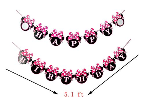 NEWTGAN Minnie Happy Birthday Banner, Mini Mouse Style Party Decorations, Party Supplies, Baby Shower Decor for Girls (style1)