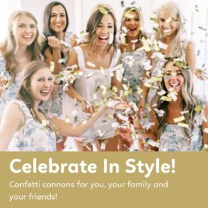 6 Pack Wedding Confetti Cannon Confetti Poppers | Gold, Silver & White | TUR Party Supplies | Launches Up to 25ft | Giant (12 in) | Party Poppers for Weddings, Bachelorette Parties, Birthdays, and Holiday Celebrations