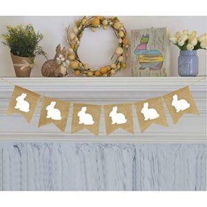 partyprops rabbit burlap garland | bunny burlap garland | rustic easter decorations | white rabbits banner