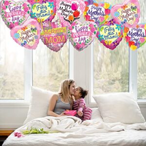 Littleloverly Happy Mother Day Foil Balloons Party Decoration Supplies - Painted Spring Floral Mother Day Mylar Balloon Best Mom Ever Worlds Best Mom Party Decoration Gold