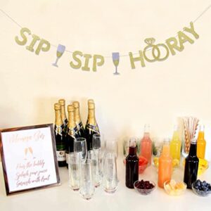 YESSWL Sip Sip Hooray Banner - Gold Glitter Bachelorette Wedding Engagement Birthday Party Decorations，bridal Shower Decoration，photo Booth Props