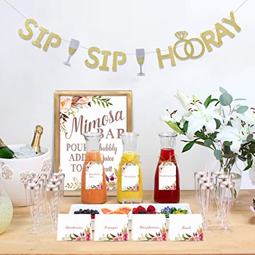 YESSWL Sip Sip Hooray Banner - Gold Glitter Bachelorette Wedding Engagement Birthday Party Decorations，bridal Shower Decoration，photo Booth Props