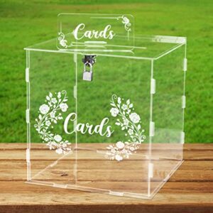 wedding card box acrylic clear card boxes with lock gift card box money box holder for wedding reception anniversary birthday graduation decorations