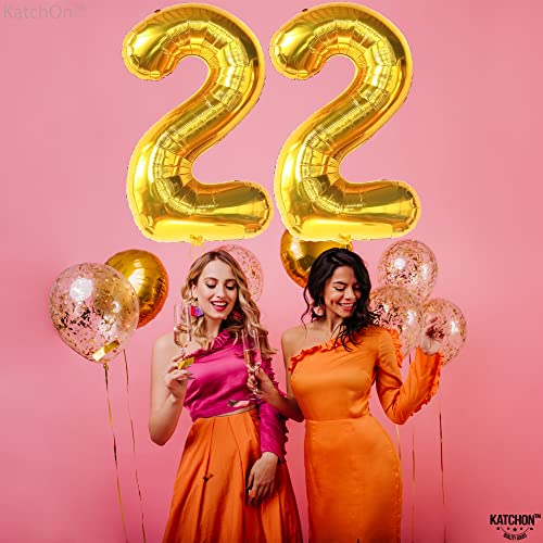 Giant, Gold 22 Balloon Number - 40 Inch | Gold 22 Birthday Balloons for 22 Birthday Decorations | 22 Balloons for Birthday Party Decorations | 22 Balloon Number Gold | 22 Birthday Decorations for Men