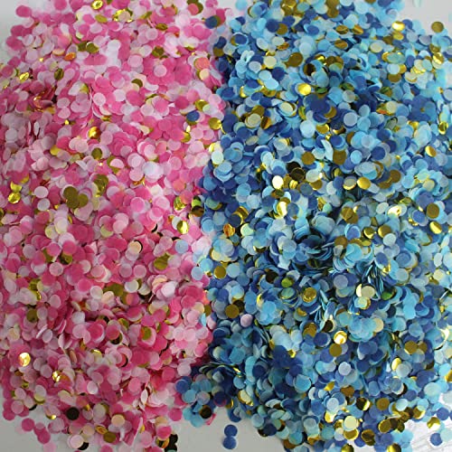 KADUOS (Pack of 2 Total120G/4.2Ounce)1.0CM(0.4Inch) Round Baby Gender Reveal Decorations , Tissue paper Gender Reveal Confetti, Paper confetti classroom decorations pink confetti, gold confetti