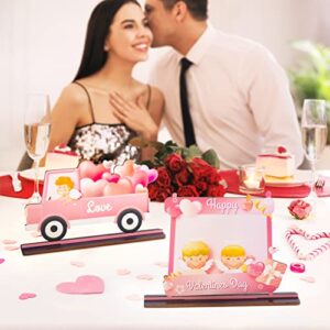 3 Pcs Valentine's Day Wooden Sign Table Decor, Romantic Tabletop Centerpiece Signs Valentine Decorations for Tables, Wood Love Heart Car Gift Valentines Day Decor for Home Wedding Anniversary Party Supplies