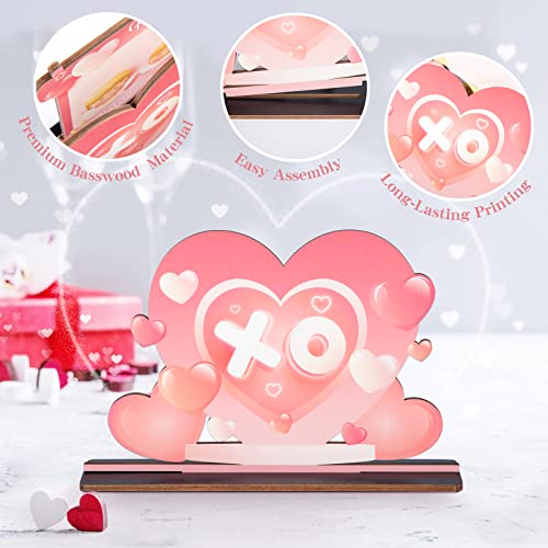 3 Pcs Valentine's Day Wooden Sign Table Decor, Romantic Tabletop Centerpiece Signs Valentine Decorations for Tables, Wood Love Heart Car Gift Valentines Day Decor for Home Wedding Anniversary Party Supplies