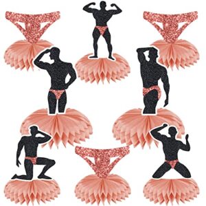 8pcs bachelorette party decorations, rose gold funny male table honeycomb centerpieces party supplies, bachelorette bridal shower hen party table topper decor