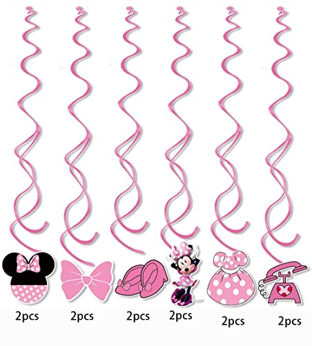 24pcs Minnie Mickey Mouse Party Hanging Swirls, Minnie Mickey Mouse Ceiling Streamers Birthday Decorations (24pcs)