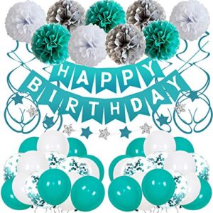 birthday decorations women teal birthday balloons for girls boys men happy birthday party decor suit for 1th 10th 13th 16th 18th 20th 21st 25th 30th 35th 40th 50th 60th