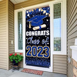 Graduation Party Decorations 2023, Congrats Class of 2023 Backdrop, 2023 Blue Graduation Party Decorations Front Door Porch Sign Backdrop Graduation 2023 Indoor/Outdoor Party Supplies