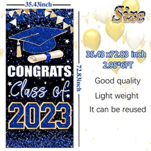 Graduation Party Decorations 2023, Congrats Class of 2023 Backdrop, 2023 Blue Graduation Party Decorations Front Door Porch Sign Backdrop Graduation 2023 Indoor/Outdoor Party Supplies