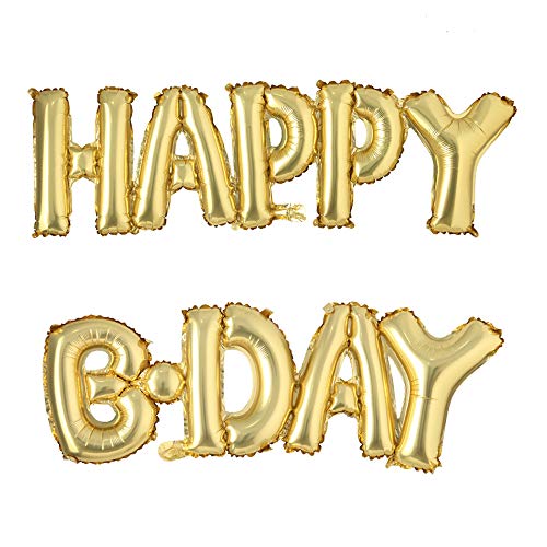 Happy Bday Connection Letter foil Balloons Birthday Party Decorations Kids Party Decoration Balloons air Balloons Baby Shower (Happy Bday Gold)