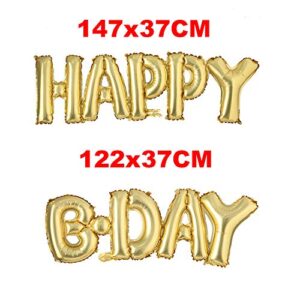 Happy Bday Connection Letter foil Balloons Birthday Party Decorations Kids Party Decoration Balloons air Balloons Baby Shower (Happy Bday Gold)