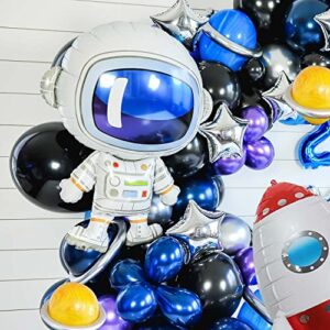 Outer space balloon garland arch kit chrome blue purple and astronaut rocket planet balloon for 2 The moon Space Theme Party galaxy Decorations