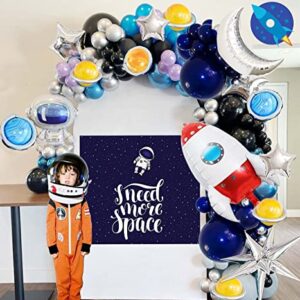 Outer space balloon garland arch kit chrome blue purple and astronaut rocket planet balloon for 2 The moon Space Theme Party galaxy Decorations