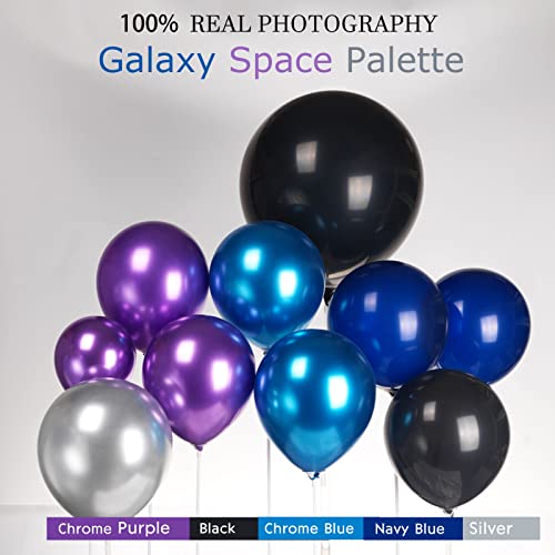 Outer space balloon garland arch kit chrome blue purple and astronaut rocket planet balloon for 2 The moon Space Theme Party galaxy Decorations