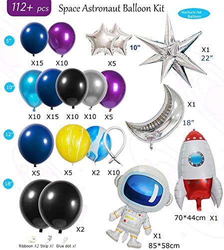 Outer space balloon garland arch kit chrome blue purple and astronaut rocket planet balloon for 2 The moon Space Theme Party galaxy Decorations