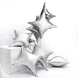 Star Shape Foil Mylar Balloon Silver Quadrangle Balloon - 24" Four Angle Star Balloons for Birthday Party & Wedding Decoration,12pcs