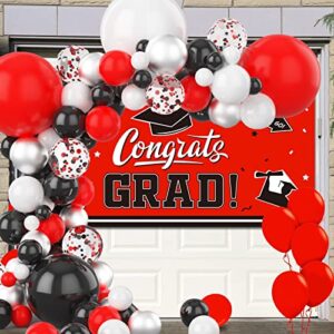 116pcs Red and Black Balloon Garland Kit, 4 Different Sizes 18''+12''+10''+5'' Latex Red and Black Balloons for Kids Birthday, Graduation Christmas Party Balloons