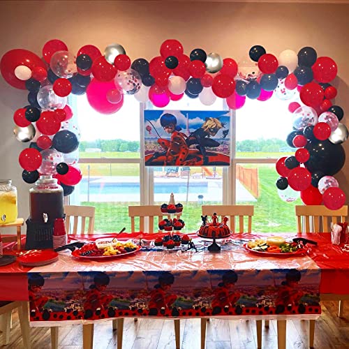 116pcs Red and Black Balloon Garland Kit, 4 Different Sizes 18''+12''+10''+5'' Latex Red and Black Balloons for Kids Birthday, Graduation Christmas Party Balloons