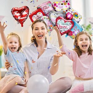 18 Pcs Mother's Day Party Balloons Set Aluminum Foil Happy Mother's Day Balloon Spanish Te Amo Mamá Red Heart Balloons for Mother's Day Party Birthday Decorations Supplies, 9 Styles