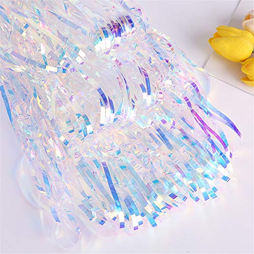 asunflower Metallic Foil Fringe 6.5Ft Iridescent Fringe Holidays Party Photo Backdrop Multicolor Curtain Door Streamers