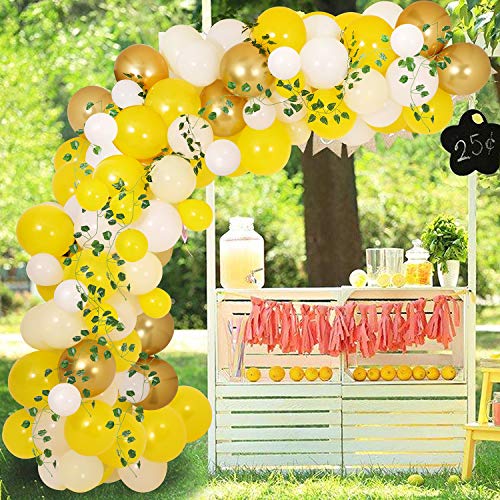 Sunflower Lemonade Party Balloon Garland Kit, Yellow Pastel Yellow Balloons Garland Kit Ideal for Sunflower Lemonade Stand Baby Bridal Shower Birthday Party Decorations