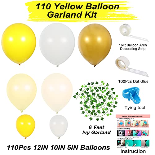 Sunflower Lemonade Party Balloon Garland Kit, Yellow Pastel Yellow Balloons Garland Kit Ideal for Sunflower Lemonade Stand Baby Bridal Shower Birthday Party Decorations