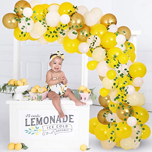 Sunflower Lemonade Party Balloon Garland Kit, Yellow Pastel Yellow Balloons Garland Kit Ideal for Sunflower Lemonade Stand Baby Bridal Shower Birthday Party Decorations