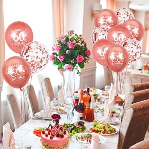 60th Latex Birthday Balloons, 15 Pcs Rose Gold Happy 60th Birthday Balloons, Rose Gold 60th Birthday Party Decorations Balloons for Women Men 60th Birthday Anniversary Decoration