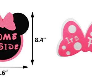 RORARO Minnie Mouse Theme Door Sign Come Inside Its Fun Inside Welcome Hanger For Girls Minnie Birthday Party Decorations Supplies Polka Dot Bowknot OH TWO DLES