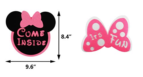 RORARO Minnie Mouse Theme Door Sign Come Inside Its Fun Inside Welcome Hanger For Girls Minnie Birthday Party Decorations Supplies Polka Dot Bowknot OH TWO DLES