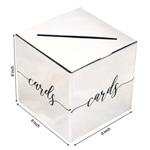 Silvery Card Box – 8”*8”*8” Gift Or Money Box Holder for Wedding,Baby or Bridal Shower,Birthday, Graduation,Engagement, Party Favor, Decorations, 1 Set(hezi-B022)