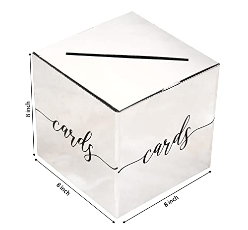 Silvery Card Box – 8”*8”*8” Gift Or Money Box Holder for Wedding,Baby or Bridal Shower,Birthday, Graduation,Engagement, Party Favor, Decorations, 1 Set(hezi-B022)