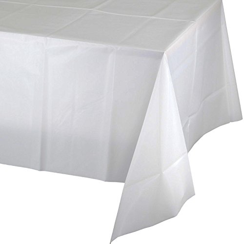 Creative Converting Table Cover Plain White Plastic Tablecloth, 54" x 108"