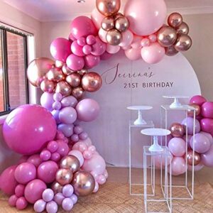 Princess Pink Balloon Garland Arch Kit, 140Pcs Hot Pink Rose Gold Chrome Balloons for Encanto Birthday Wedding Party Balloons Decorations, Baby Shower Decorations for Girl