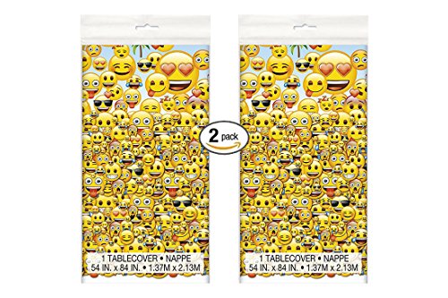 2PK Emoji Plastic Tablecloth, 84 x 54