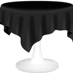 Black Plastic Tablecloths 3 Pack Disposable Table Covers 84 Inch Circle Shower Party Tablecovers PEVA Vinyl Table Cloths for Round Tables up to 6 ft and Picnic BBQ Birthday Wedding Catering Banquet