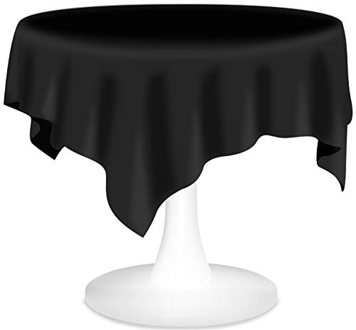 Black Plastic Tablecloths 3 Pack Disposable Table Covers 84 Inch Circle Shower Party Tablecovers PEVA Vinyl Table Cloths for Round Tables up to 6 ft and Picnic BBQ Birthday Wedding Catering Banquet