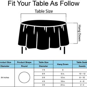 Black Plastic Tablecloths 3 Pack Disposable Table Covers 84 Inch Circle Shower Party Tablecovers PEVA Vinyl Table Cloths for Round Tables up to 6 ft and Picnic BBQ Birthday Wedding Catering Banquet