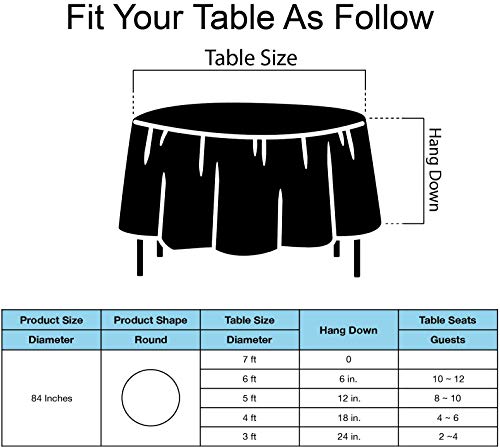 Black Plastic Tablecloths 3 Pack Disposable Table Covers 84 Inch Circle Shower Party Tablecovers PEVA Vinyl Table Cloths for Round Tables up to 6 ft and Picnic BBQ Birthday Wedding Catering Banquet