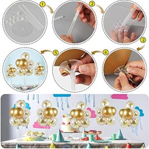 10 Sets Balloon Stand Kit, Reusable Clear Balloon Stand Holder Kit for Table Including Glue, Tie Tool, Flower Clips, Suitable for Birthday Decorations Party Wedding Graduation Decorations