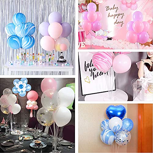 10 Sets Balloon Stand Kit, Reusable Clear Balloon Stand Holder Kit for Table Including Glue, Tie Tool, Flower Clips, Suitable for Birthday Decorations Party Wedding Graduation Decorations